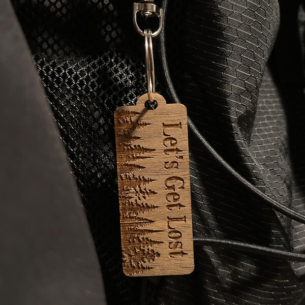 Let's Get Lost Keychain Maple Wood Trees Outdoors Adventure Gift for ...