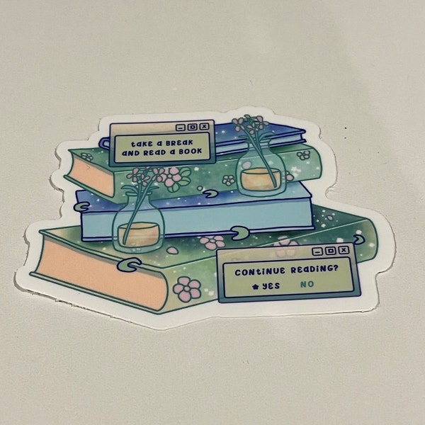 Stacked Books Cute Aesthetic Vinyl Sticker - Etsy