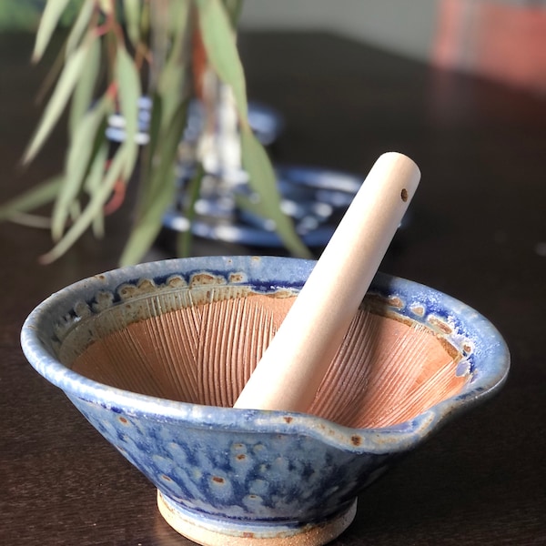 Ceramic Suribachi, Wheel Thrown Mortar and Wooden Pestle, Handmade Stoneware Pottery - Etsy