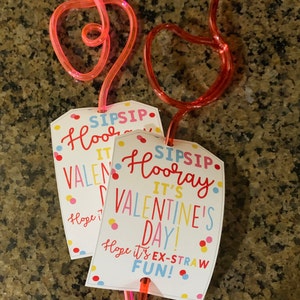 Straw Valentine's Day Printable Crazy Straw Valentine Class Classmate ...
