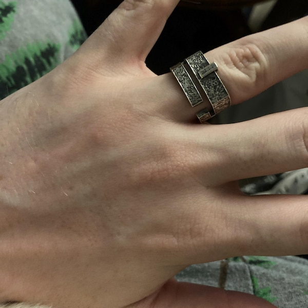 Rusted Square Signet Ring – Unique Sterling Silver Ring for Men ...