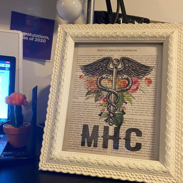 MHC With Flowers Print, Mental Health Counselor Gift, Therapist Gift ...