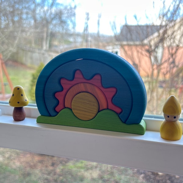 Wooden Sun Rise Stacker: 6-element Nature-inspired Toy for Kids 3+ - Etsy