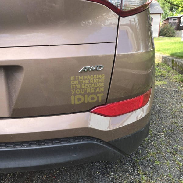 Passing on the Right Vinyl Decal // Durable, Vibrant Colors // Custom ...