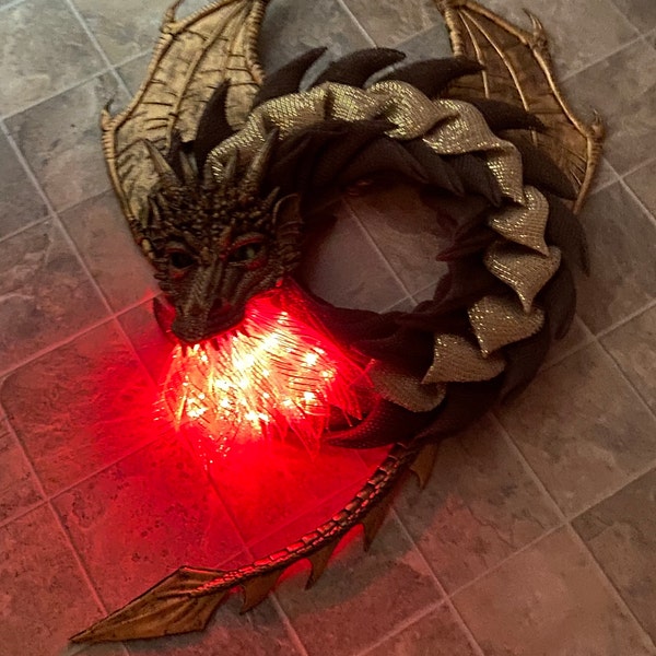 Black and Gray Striped Dragon Wreath, With/without Fire - Etsy