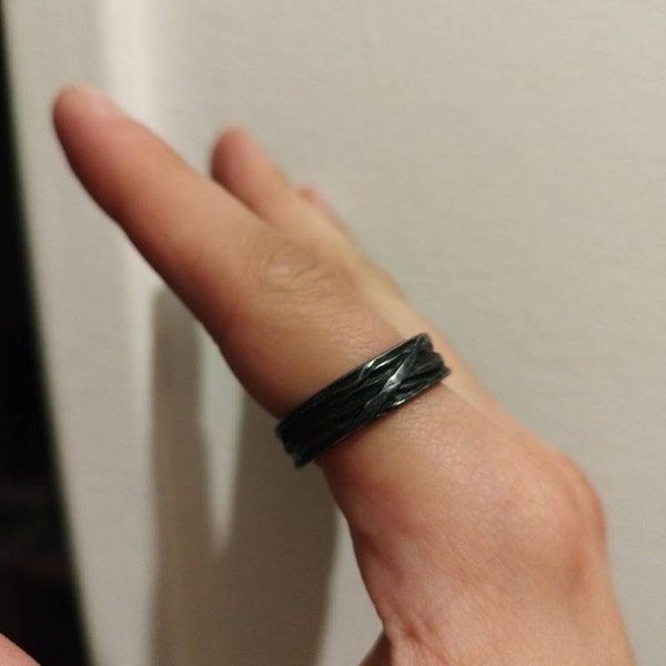 Black Iron Ring Band, Hand Forged Pagan Ring, Rustic Men's Women's Ring ...
