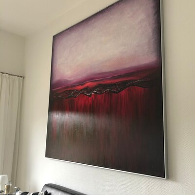 Large Original Dark Red Painting on Canvas Acrylic Burgundy Wall Art ...
