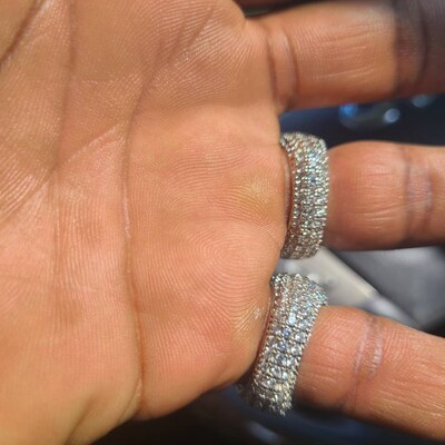 Men's Ice Out Ring, Silver 5X Layered Diamond Cz Ring, Designer Big ...