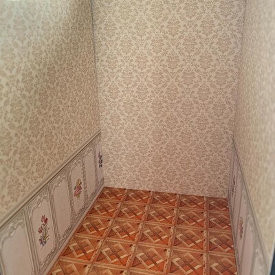 DOLLHOUSE Printable Damask WALLPAPER With WAINSCOTING Digital Sheet ...