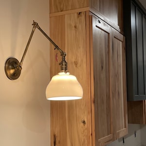 Wall Sconce With White Glass 8 White Gourd Shade and Adjustable Arm - Etsy