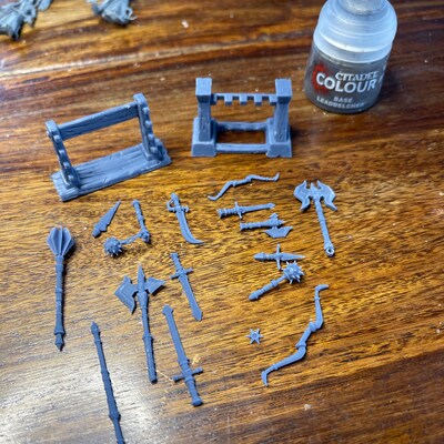 15pc Set Black Smith Merchant Props 3D Resin Printed 28-32mm Tabletop ...