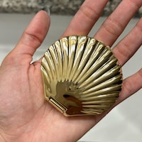 Golden or Silver Sea Shell Compact Mirror, One Side Magnified - Etsy Canada