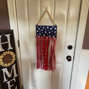AMERICAN Flag Door Hanger USA Stars and Stripes Front Door Decor ...