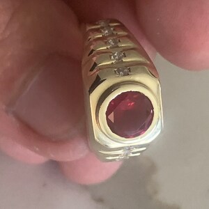 14K Gold Gemstone Ring With Red Ruby, Mens Solitaire Ring, Vintage Gold ...
