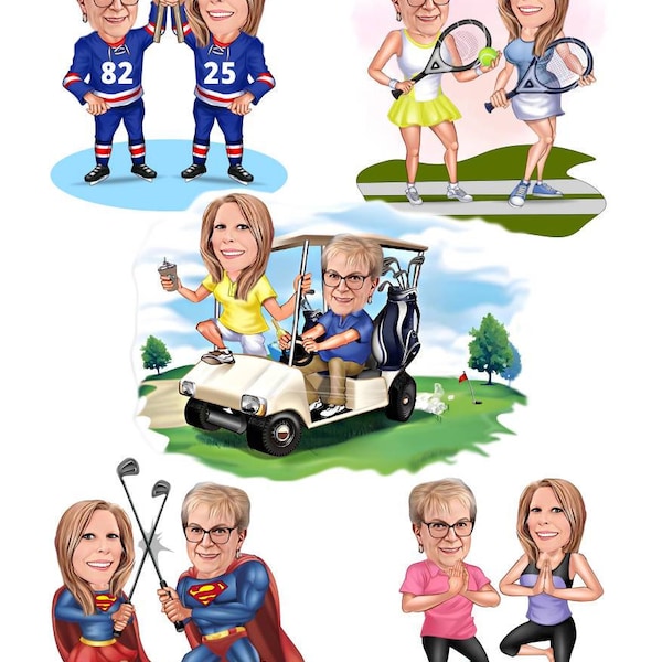 Custom Family Cartoon Portrait, Custom Family Portrait, Personalized ...