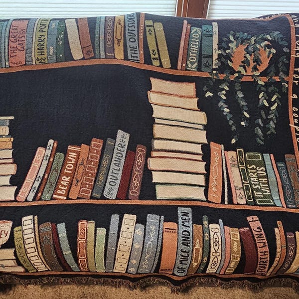 Book Lover Throw Blanket Bookish Woven Tapestry Personalized Gift for ...