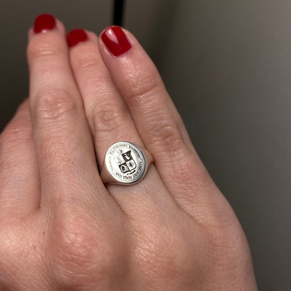 Sterling Silver Graduation Ring: Custom School Emblem, Class Ring - Etsy