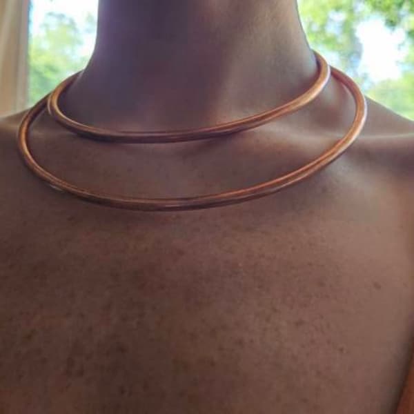 Thick Pure Copper Neck Cuff | Copper Choker Necklace Single and Set of ...
