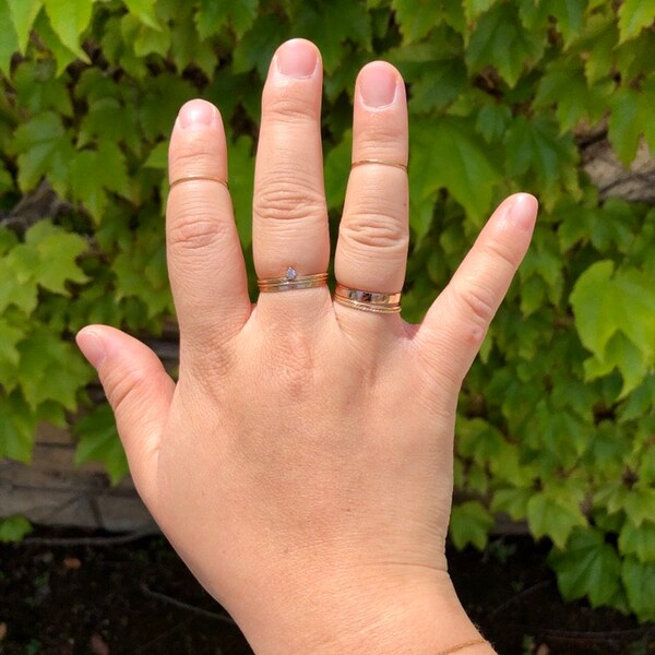 14k Gold Single Solitaire Diamond Ring / Stacking Solitaire Diamond ...