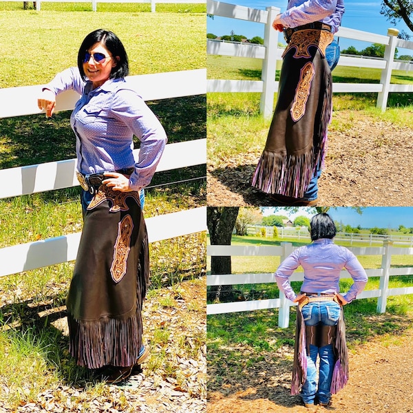 Custom Made Armita Style Chinks. Fully Adjustable. Soft Grey Leather ...