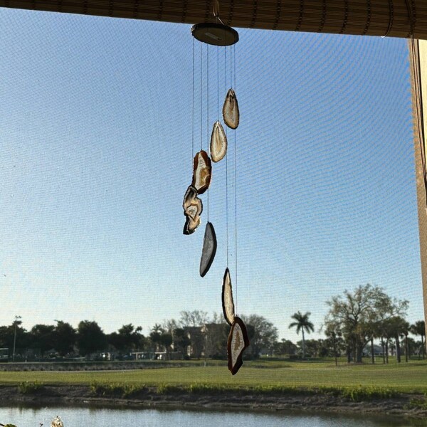 Hand Made in USA Very Rare 44" Long 8 Piece White Rimmed Banded Agate ...