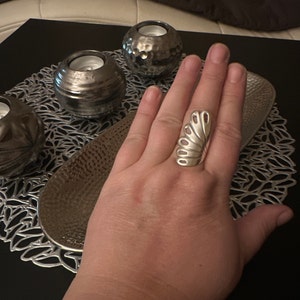 Long Silver Ring Shield Ring Armor Ring Solid Silver Ring - Etsy