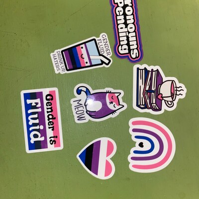 Gender-fluid, Gender Fluid Pride Sticker Set, LGBTQ Stickers, Pride ...