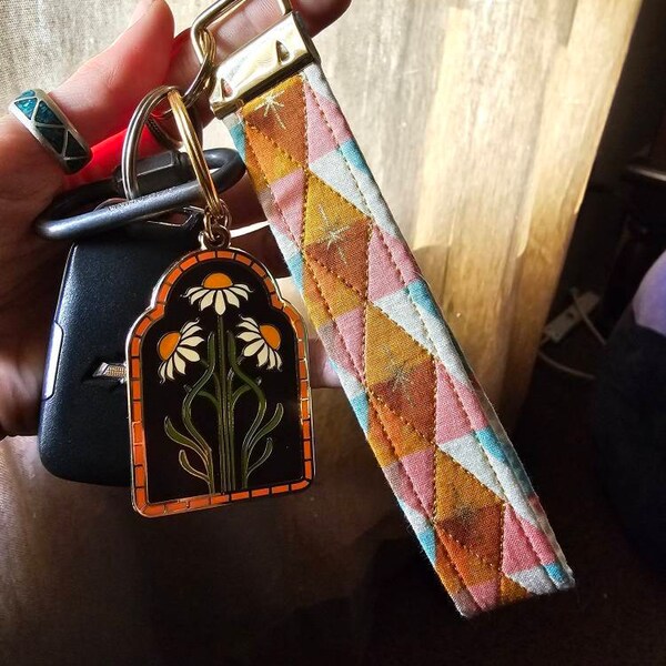 Customizable Keychain Wristlet | Fabric Key Fobs | Embroidery Leaves ...