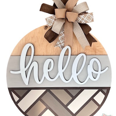 Daisy Hello Spring Door Hanger Svg Floral Umbrella Welcome Sign Svg ...