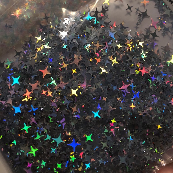 Holographic Silver Four Point Stars Shape Glitter 2mm 4mm and 5mm Mix ...