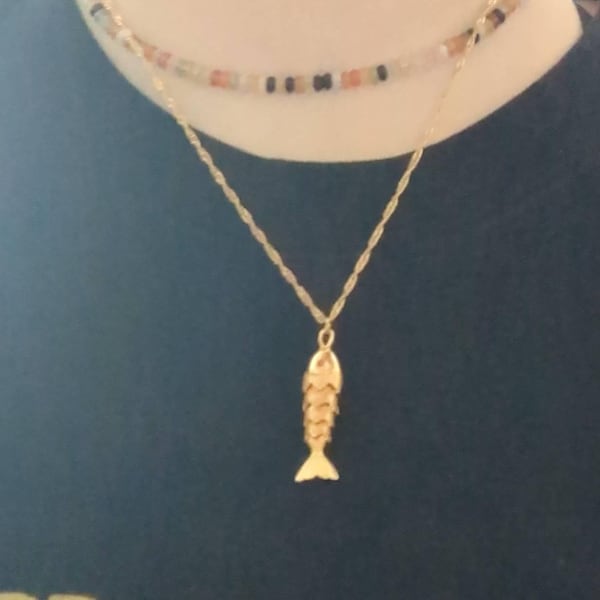 Movable 3D Articulated Fish Necklace, Pave Fish Necklace, Pisces ...