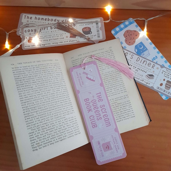 Cosy Girl Book Club | Coffee and Book Lover Bookmark | Fall Bookmark ...