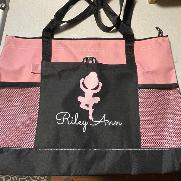 Custom Dance Bag, Dance Tote Bag, Personalized Tote, Pink Tote Bag ...