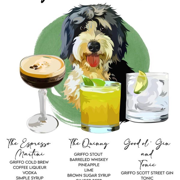 Personalized Drink Menu With Cat Theme for Weddings Whisker Sour Custom ...