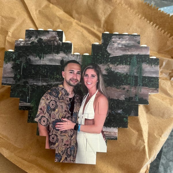 Medium Heart Photo Block Made From, LEGO® Bricks, Personalised, WHITE ...