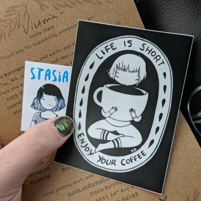 Vinyl Sticker Life is Short Enjoy Your Coffee Caffeine - Etsy
