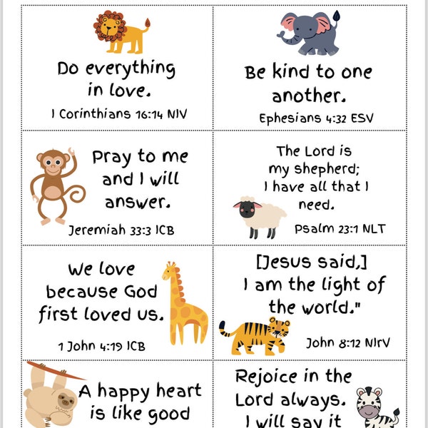 Bible Memory Verses for Young Preschoolers, Kids Scripture Cards ...