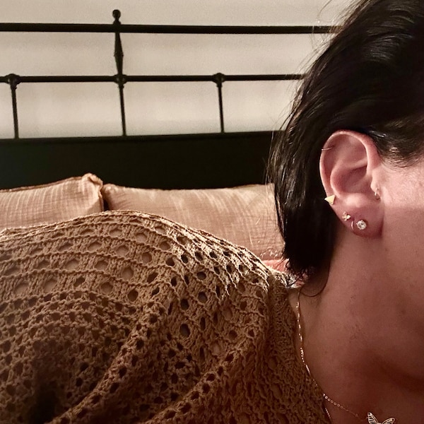 14K Solid Gold Butterfly Stud Earrings, Tiny Screw Ball Back Piercings ...