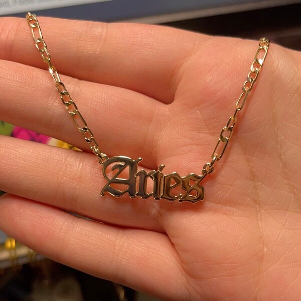 Aries Necklace • Aries Script Necklace • Aries Zodiac Sign Necklace ...