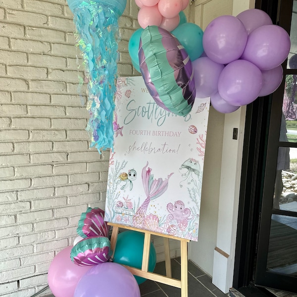 Pastel Floral Mermaid Birthday Welcome Sign, Under the Sea Birthday ...