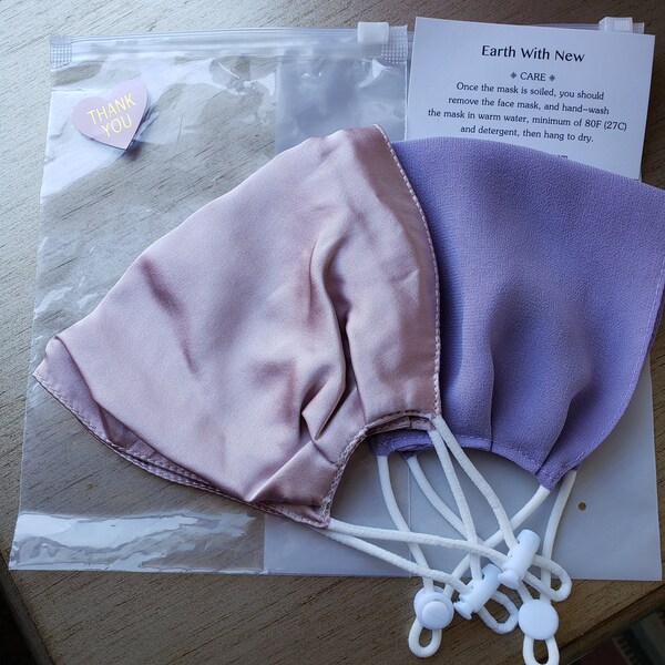SILK Face Mask, Baby Blue, Reusable Two Layers Soft Washable Face Mask ...