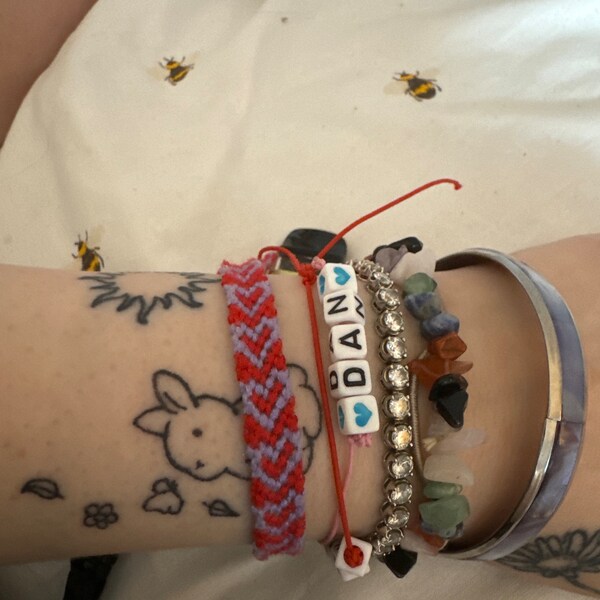 Handmade Personalised/custom Embroidery Bracelet | 12 Hearts Design ...