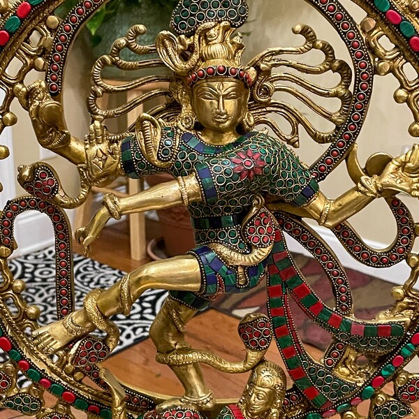 Brass Large Natraj Statue With Stonework, 51 Cm Big Large Size Brass ...