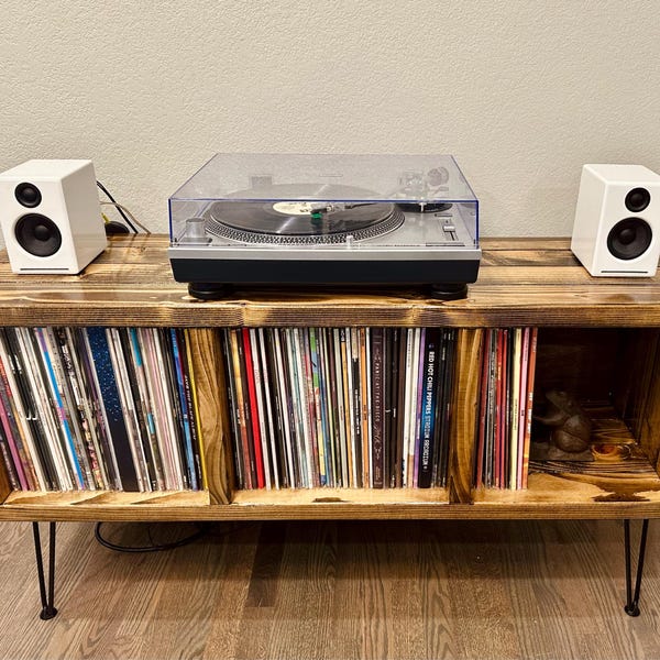 Handmade Vinyl Record Player Stand: Media Console With Hairpin Legs - Etsy