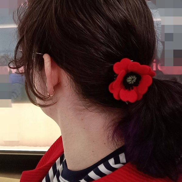 Poppy Hair Clip Set, Poppies Hair Clips, Floral Hair Clips, Pigtail ...