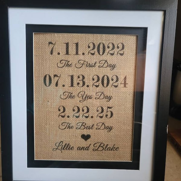 Custom Burlap Wedding Date Sign, Couple Names, Anniversary Gift - Etsy