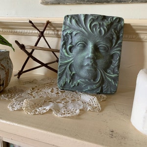 Green Woman Face Goddess, Green Man Face, Hanging Plaque, Garden Face ...