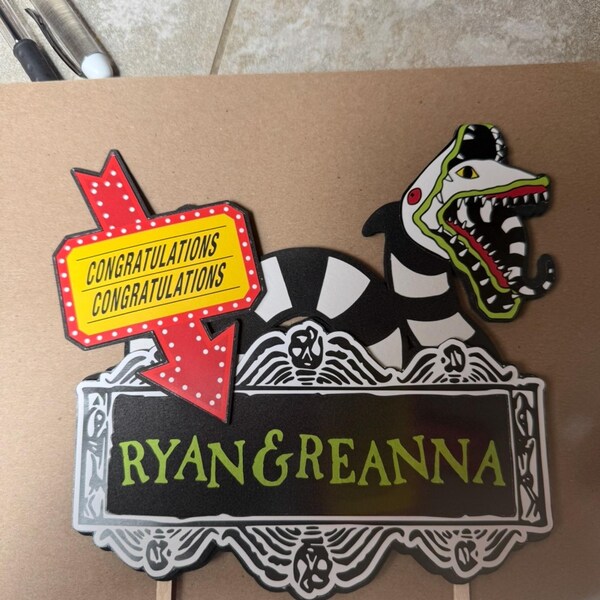 Sandworm Beetle Juice Sign Themed Personalized Party Cake Topper - Etsy