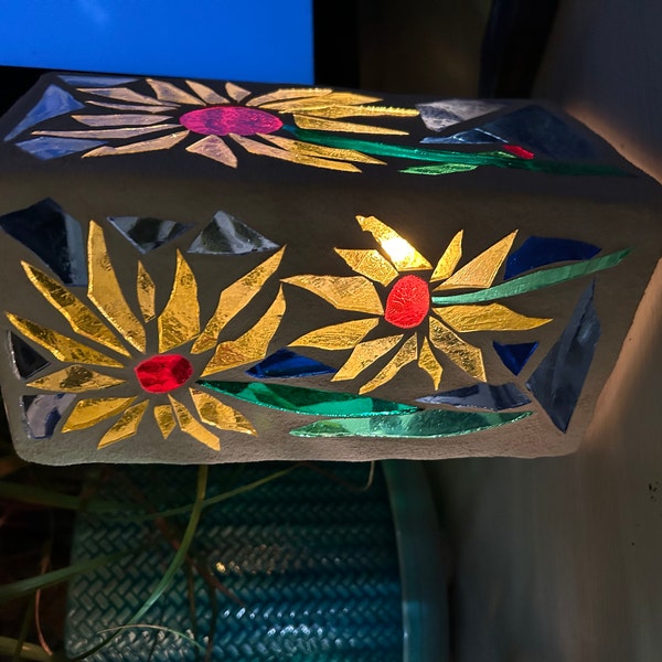 Stained Glass Candleholder,"morning Sunset",candle, 4X4' Square,orange ...