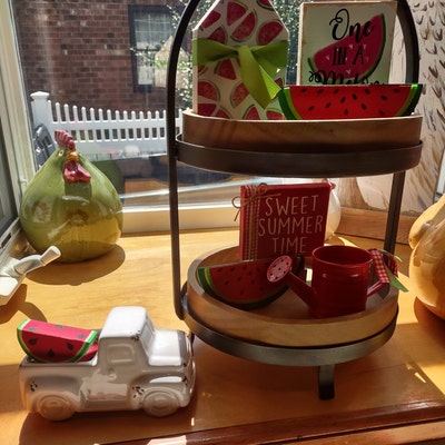 Watermelon Tiered Tray Watermelon Decor Tiered Tray Decor Farmhouse ...